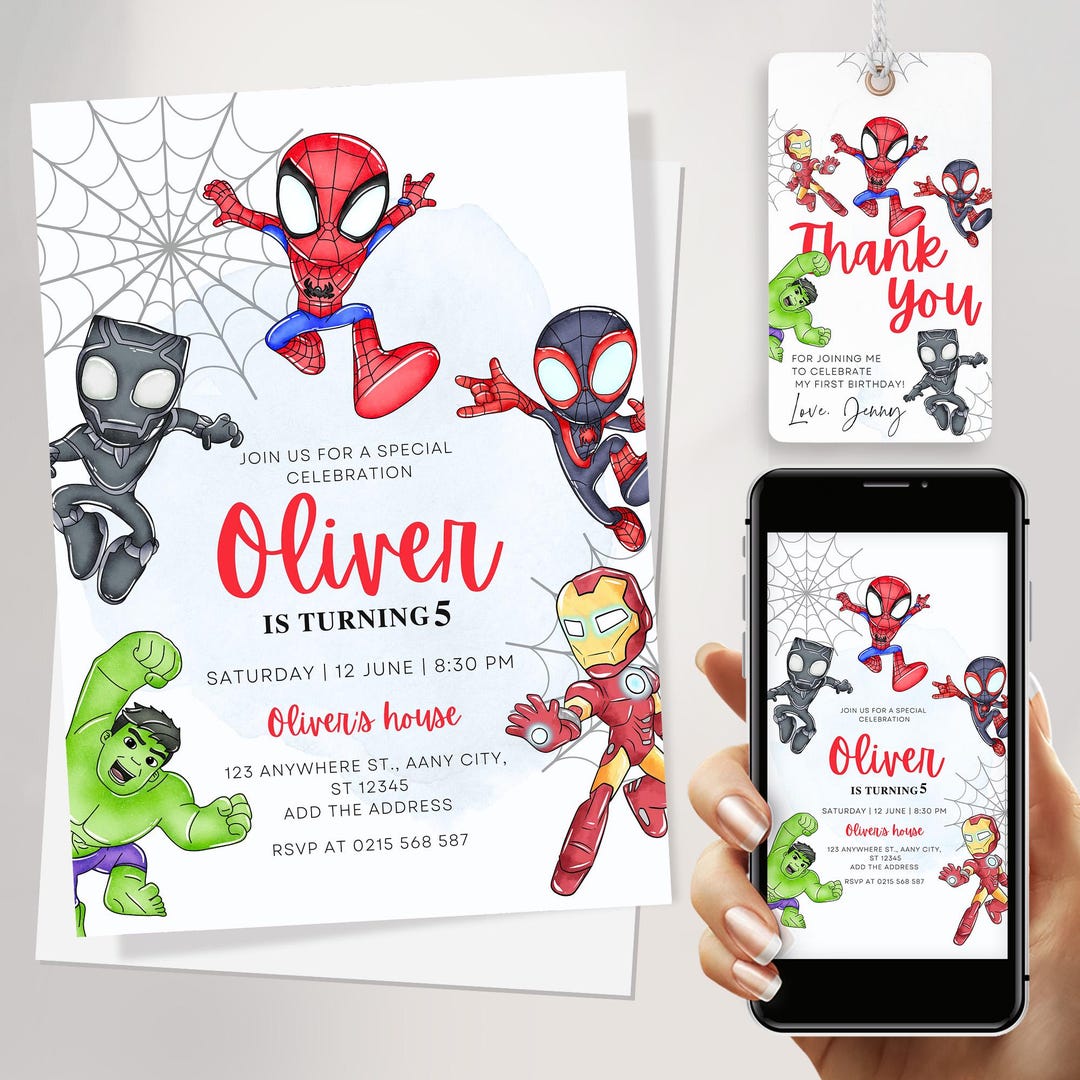 Superhero Birthday Invitation Editable Template, Avengers Superhero ...