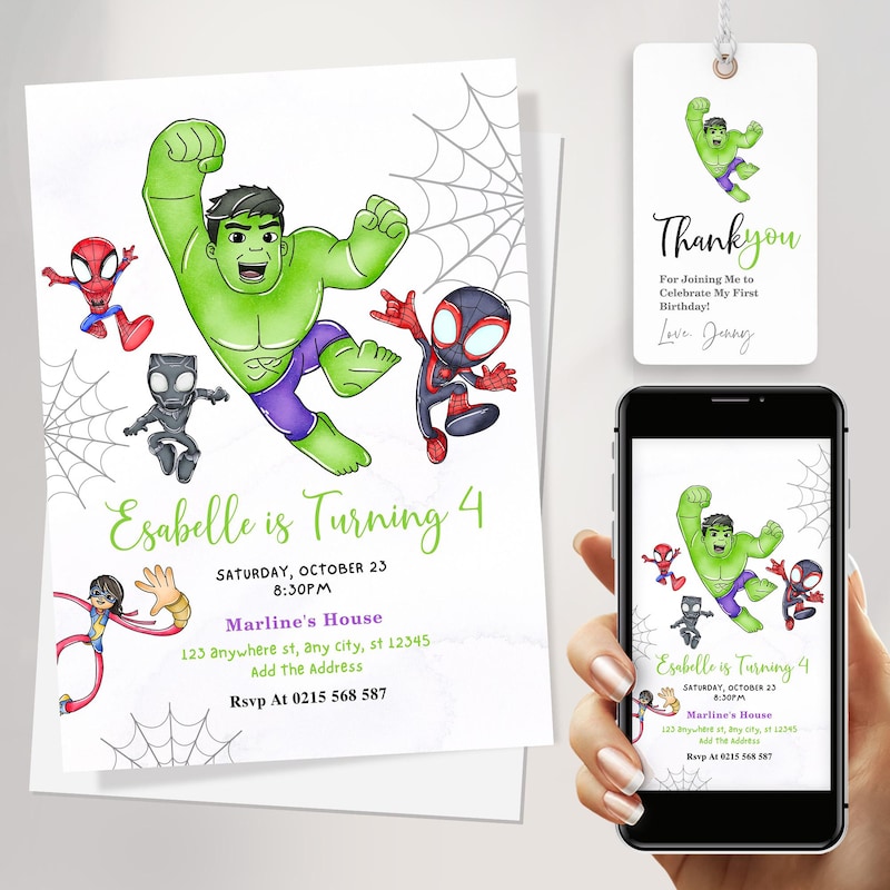 Hulk Invitations - Etsy