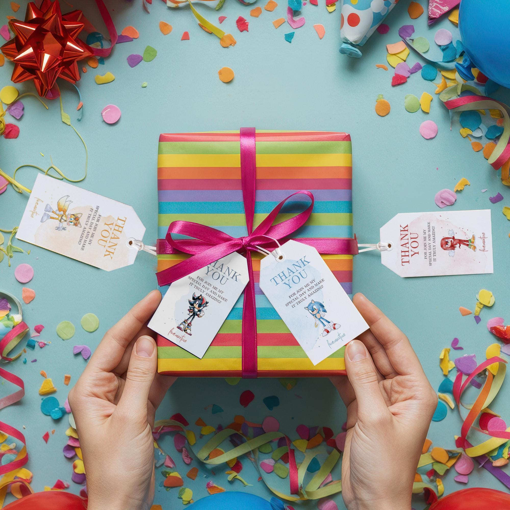 Customizable Sonic Thank You Tags: Birthday Party Favors (digital File ...