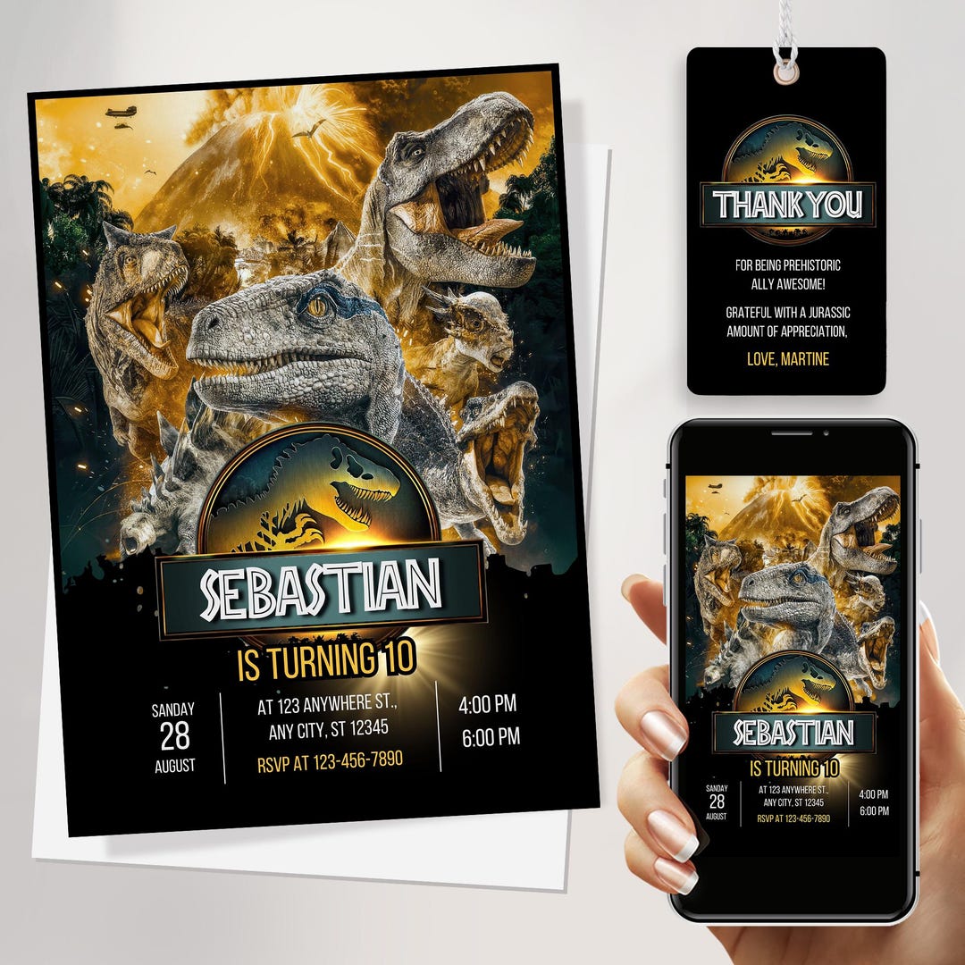 Blue T-rex Birthday Invitation: Jurassic Party Invite (instant Download ...
