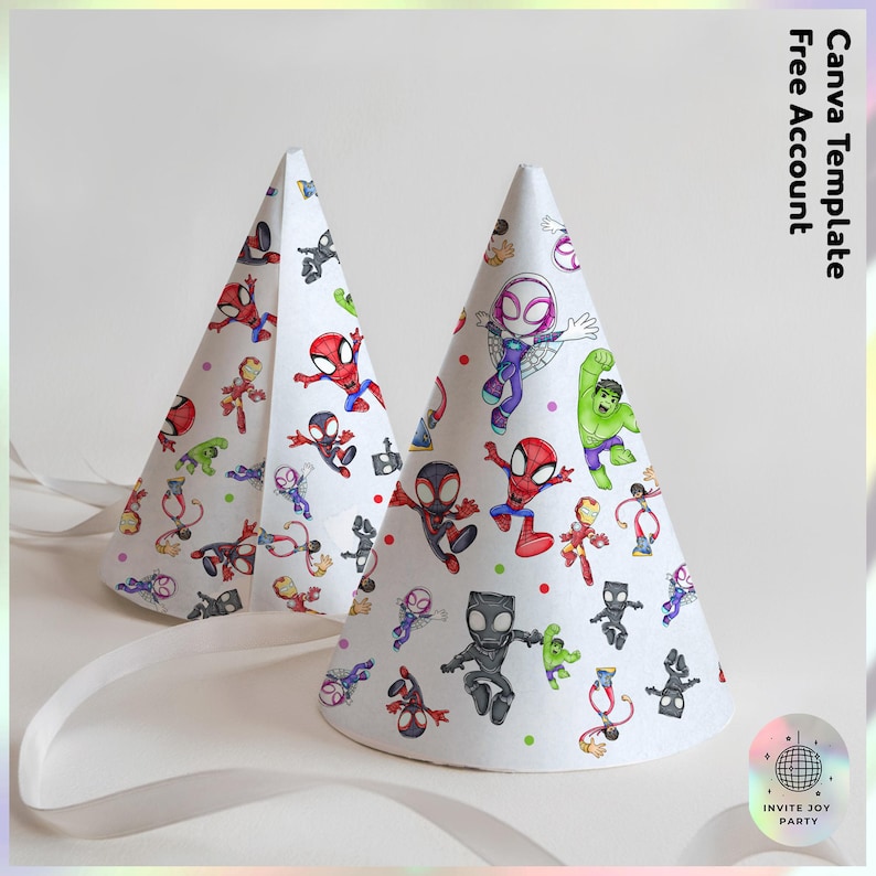 Customizable Watercolor Superhero Birthday Party Hat (digital File ...
