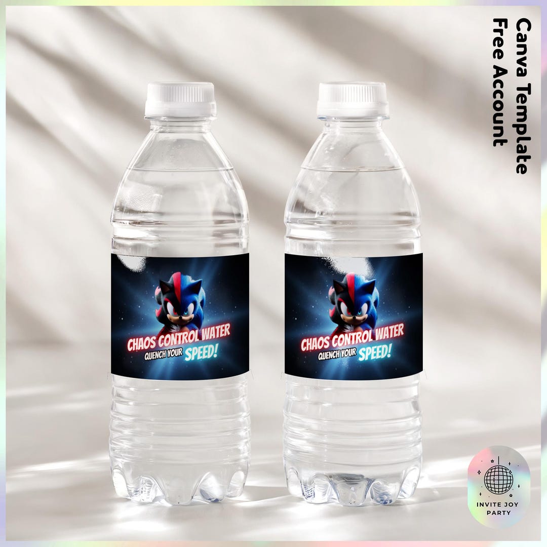 Sonic Birthday Water Bottle Label: Sonic Party Favors (digital File ...