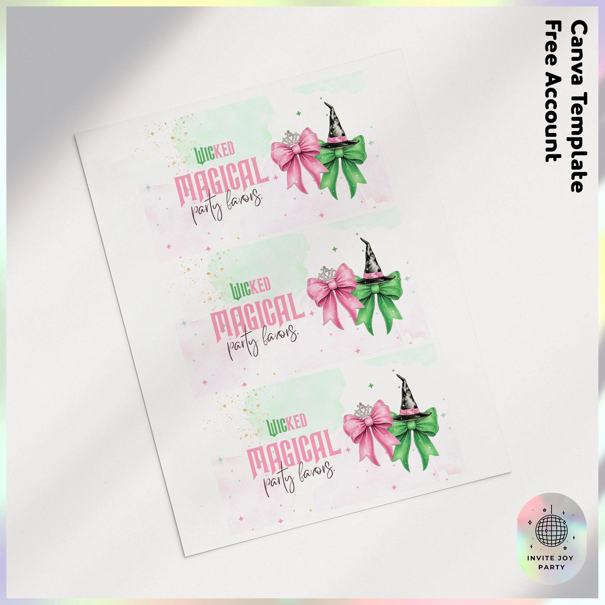Editable Wicked Movie Favor Box Label Template: Customizable Birthday ...