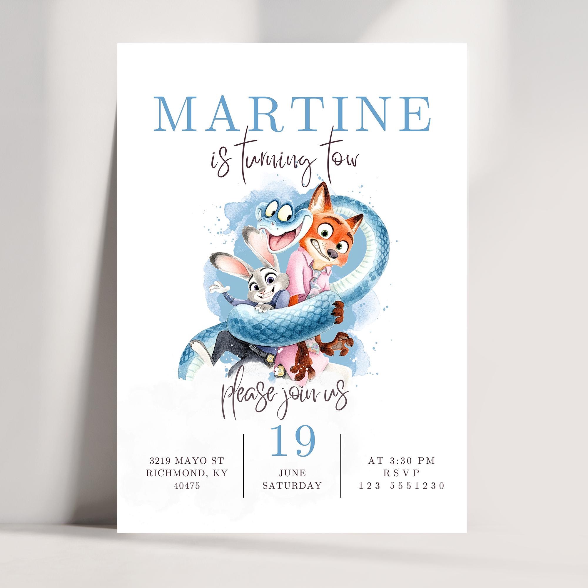 Zootopia 2 Birthday Invitation Editable Template, Zootopia Digital ...