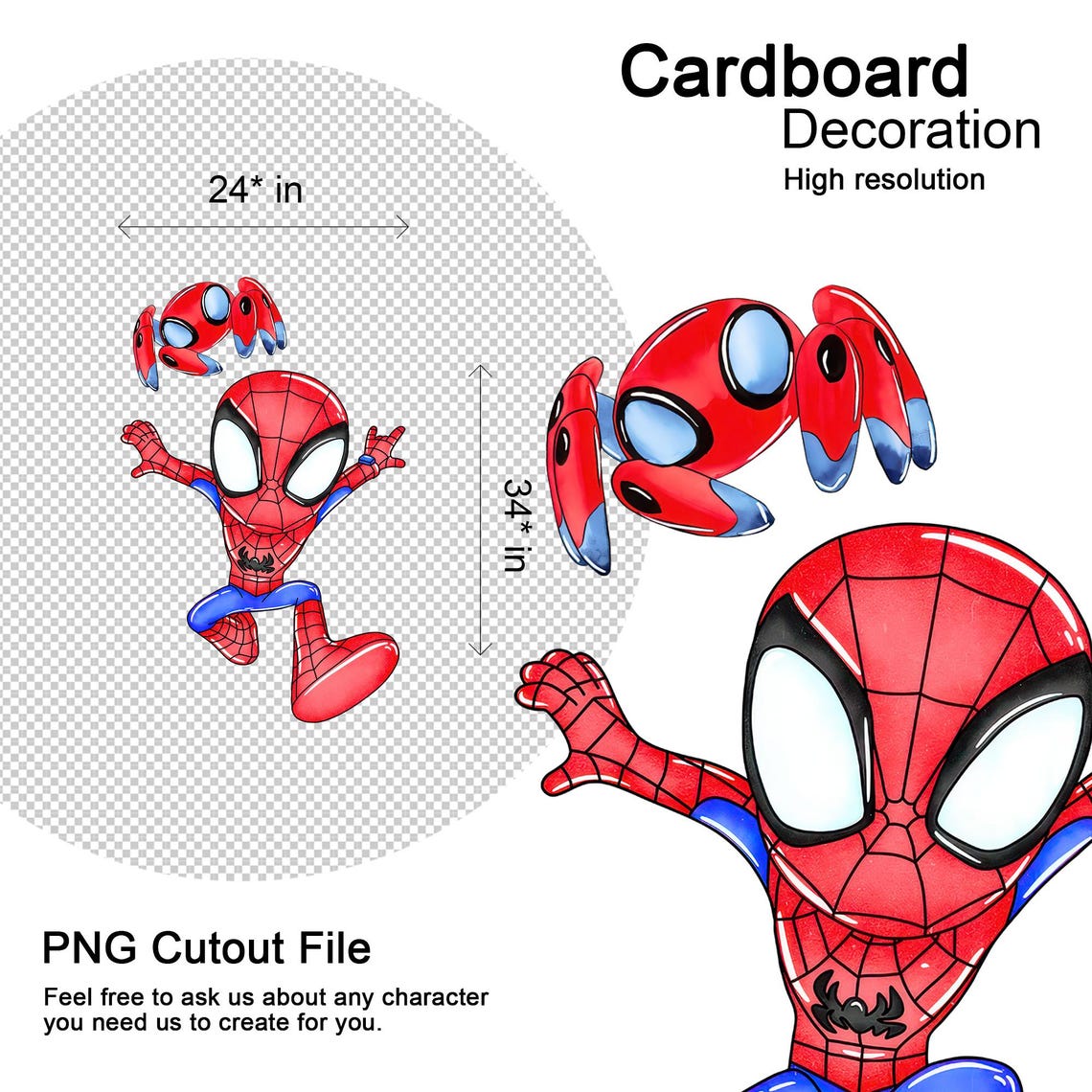 Spidey & TRACE-E Bot Cutouts: Superhero Birthday Party Decor (digital ...