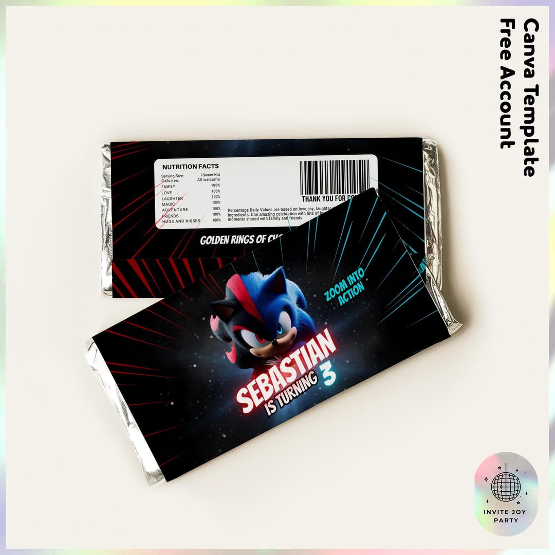 Sonic the Hedgehog 3 Costume Chocolate Wrapper | Sonic Birthday ...