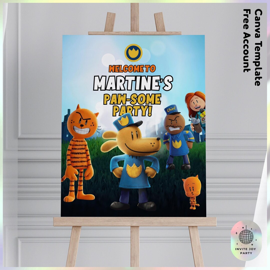 Dog Man Customizable Birthday Welcome Sign | Dog Man Birthday ...