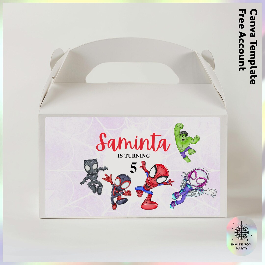 Spidey and His Amazing Friends Favor Box Label Template | Birthday ...