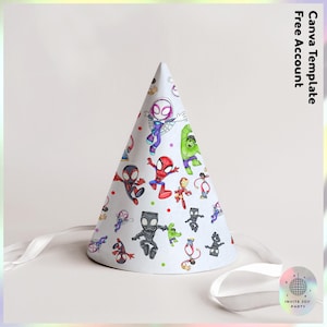 Customizable Watercolor Superhero Birthday Party Hat (digital File ...