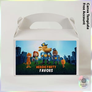 Dog Man Customizable Favor Box Label Template | Dog Man Birthday ...