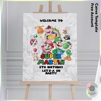 Super Mario Welcome Sign Template, Instant Editable Mario Birthday ...