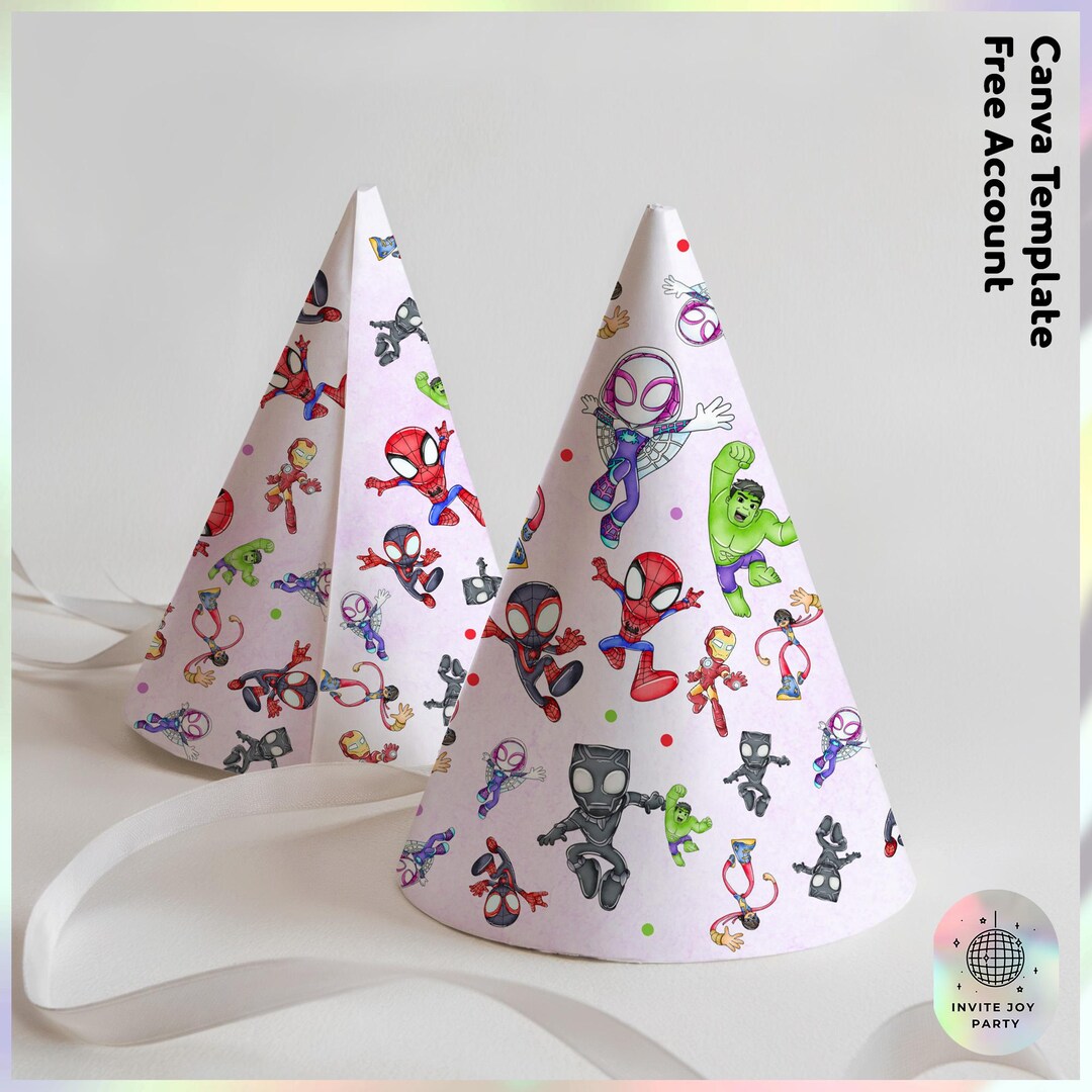 Spidey and His Amazing Friends Birthday Hat | Watercolor Superhero ...