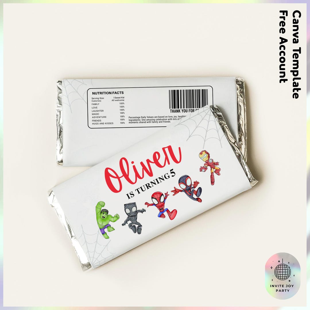 Customizable Spiderman Chocolate Wrapper | Watercolor Superhero ...