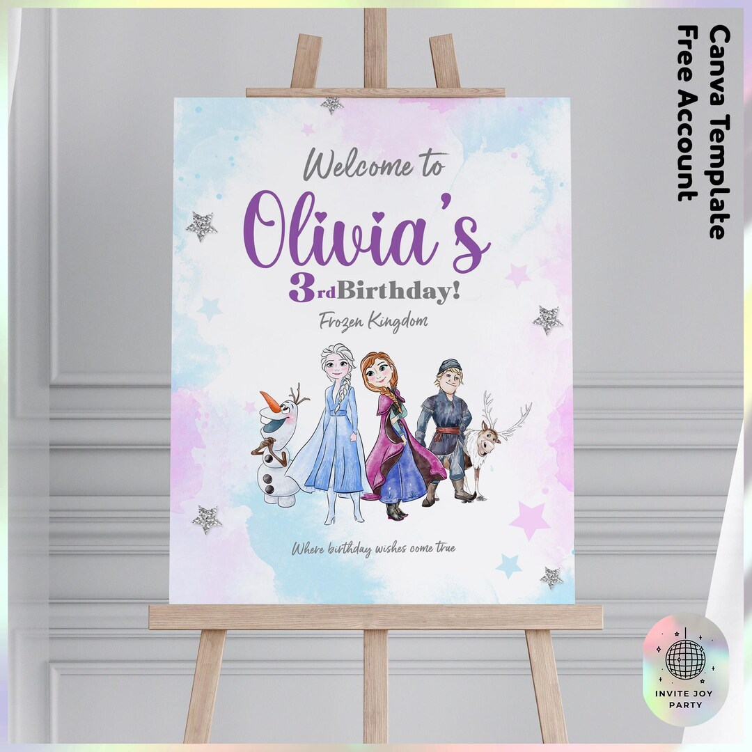 Editable Frozen Birthday Welcome Sign (digital File) - JPD04 - Etsy ...