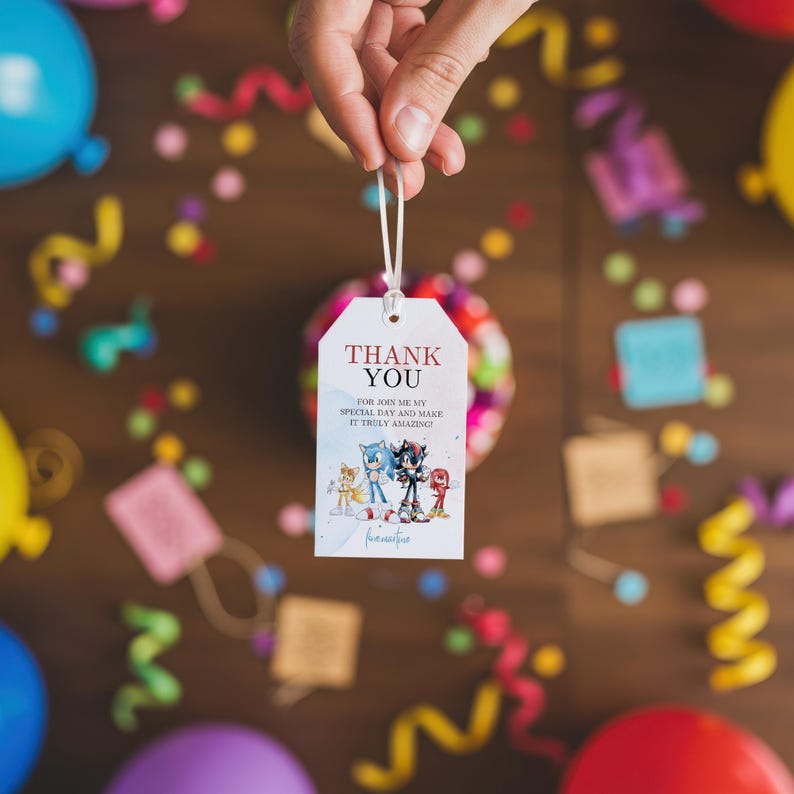 Customizable Sonic Thank You Tags: Birthday Party Favors (digital File ...