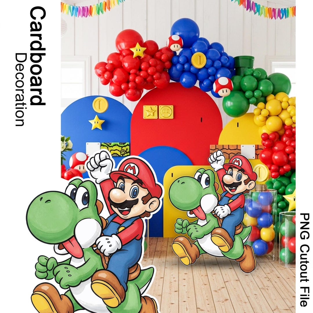Mario Riding Yoshi PNG Cutout, Super Mario Birthday Cardboard ...