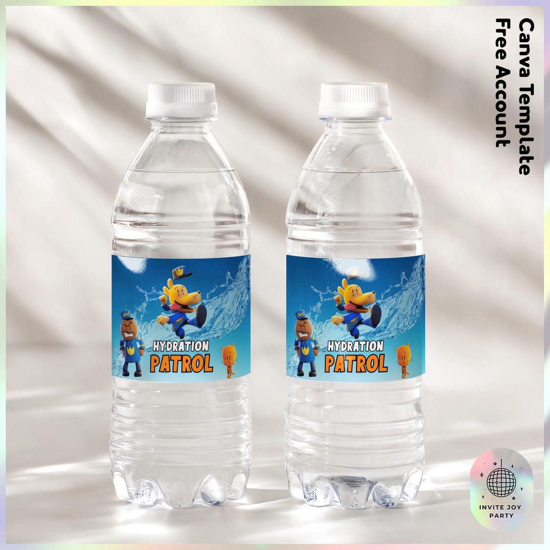 Dog Man Movie Birthday Bottle Water Label | Dog Man Birthday Decoration ...