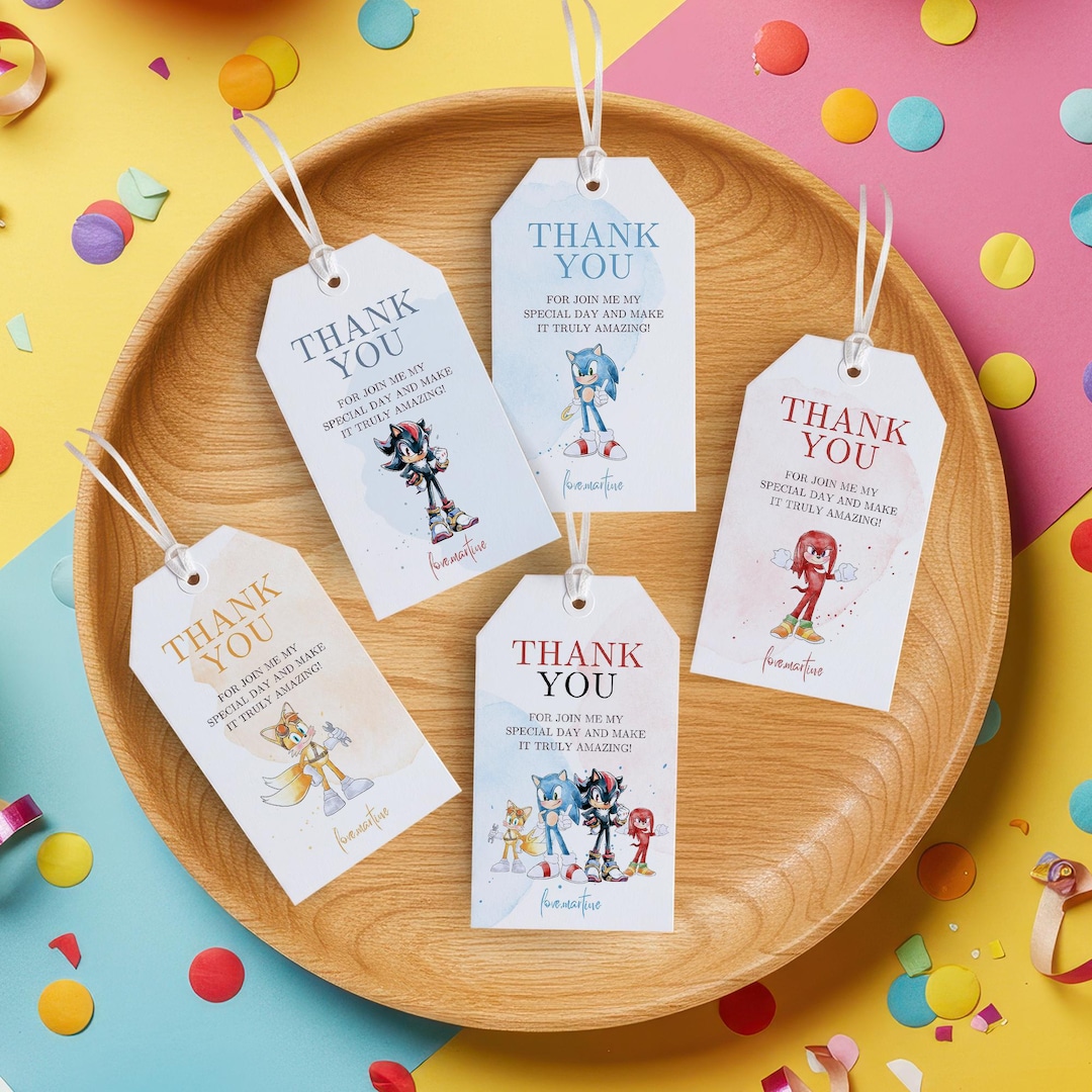 Customizable Sonic Thank You Tags: Birthday Party Favors (digital File ...