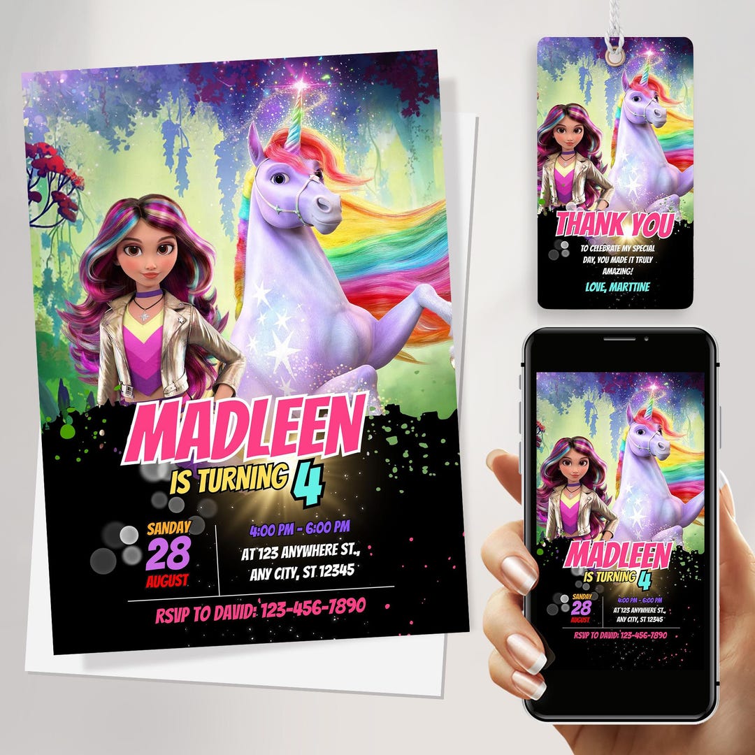 Unicorn Academy Birthday Invitation: Magical School, Editable Template ...