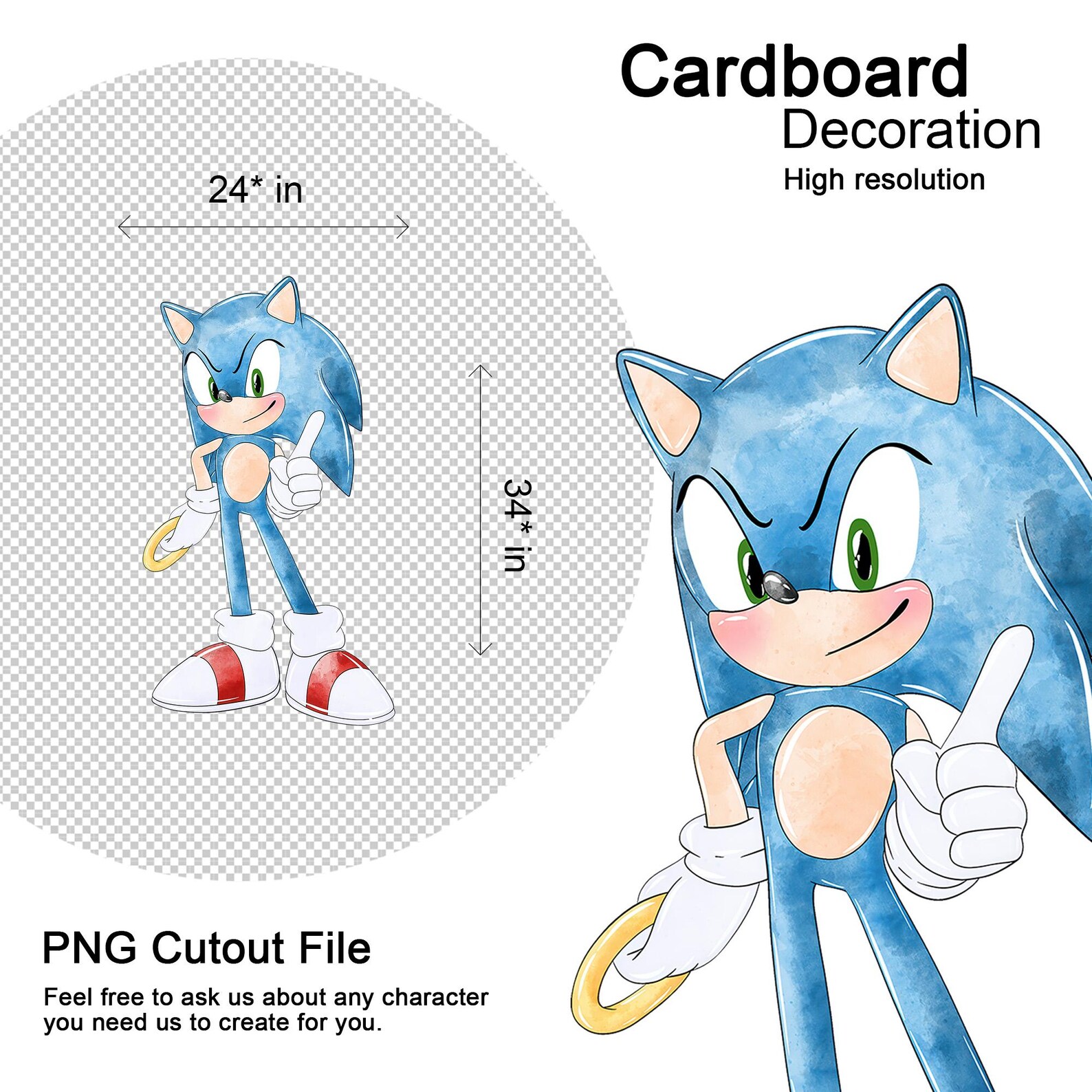 Sonic Birthday Party Decoration: Printable Cutout Clipart (digital ...