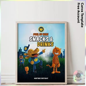 Dog Man Customizable Birthday Food and Gift Sign | Dog Man Birthday ...