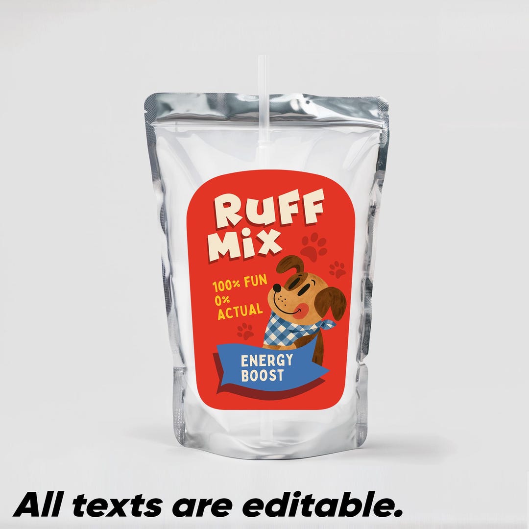 Dog Man Customizable Stickers Juice Labe Template | Dog Man Birthday ...