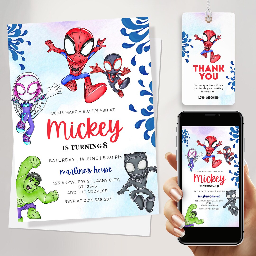 Editable Spiderman Pool Party Invitation Template (digital Download) - Etsy