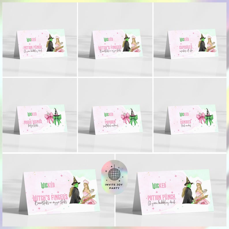 Editable Wicked Birthday Food Label Tent Card: Movie Party | Wicked ...