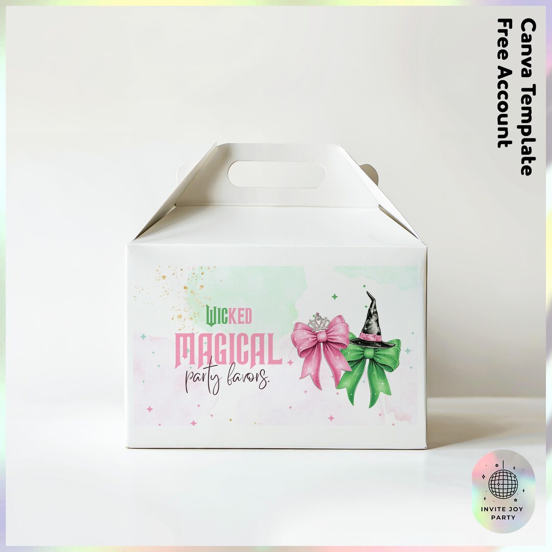 Wicked Movie Favor Box Label Template: Customizable Birthday Party ...