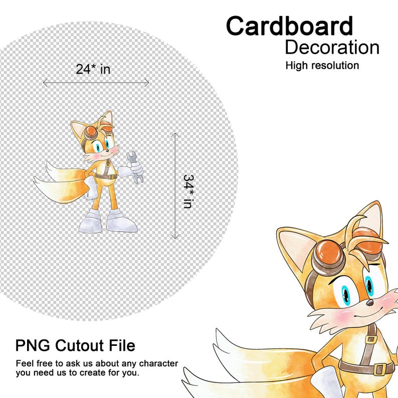 Sonic Birthday Party Decoration: Tails PNG Cutout (digital Download ...
