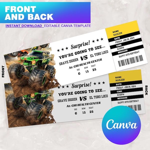 Printable Monster Jam Ticket - Etsy