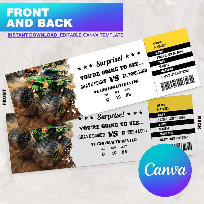 Printable Monster Jam Ticket - Etsy