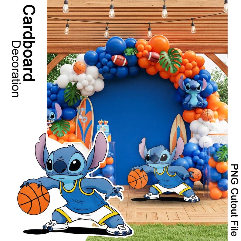 Basketball Stitch PNG Cutout, Sports Birthday Cardboard Decoration ...