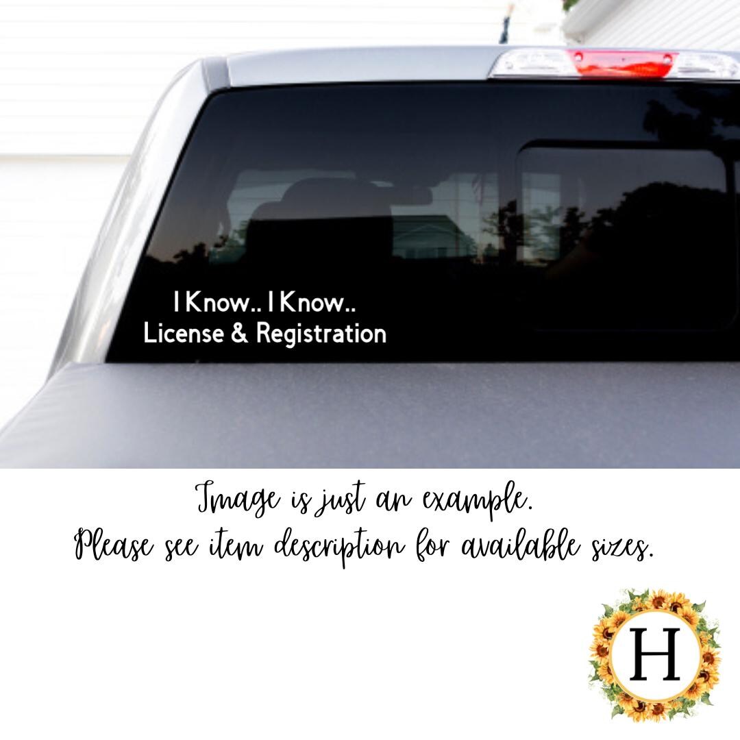 License & Registration Decal Car Decal Truck Decal SUV Decal Vinyl ...