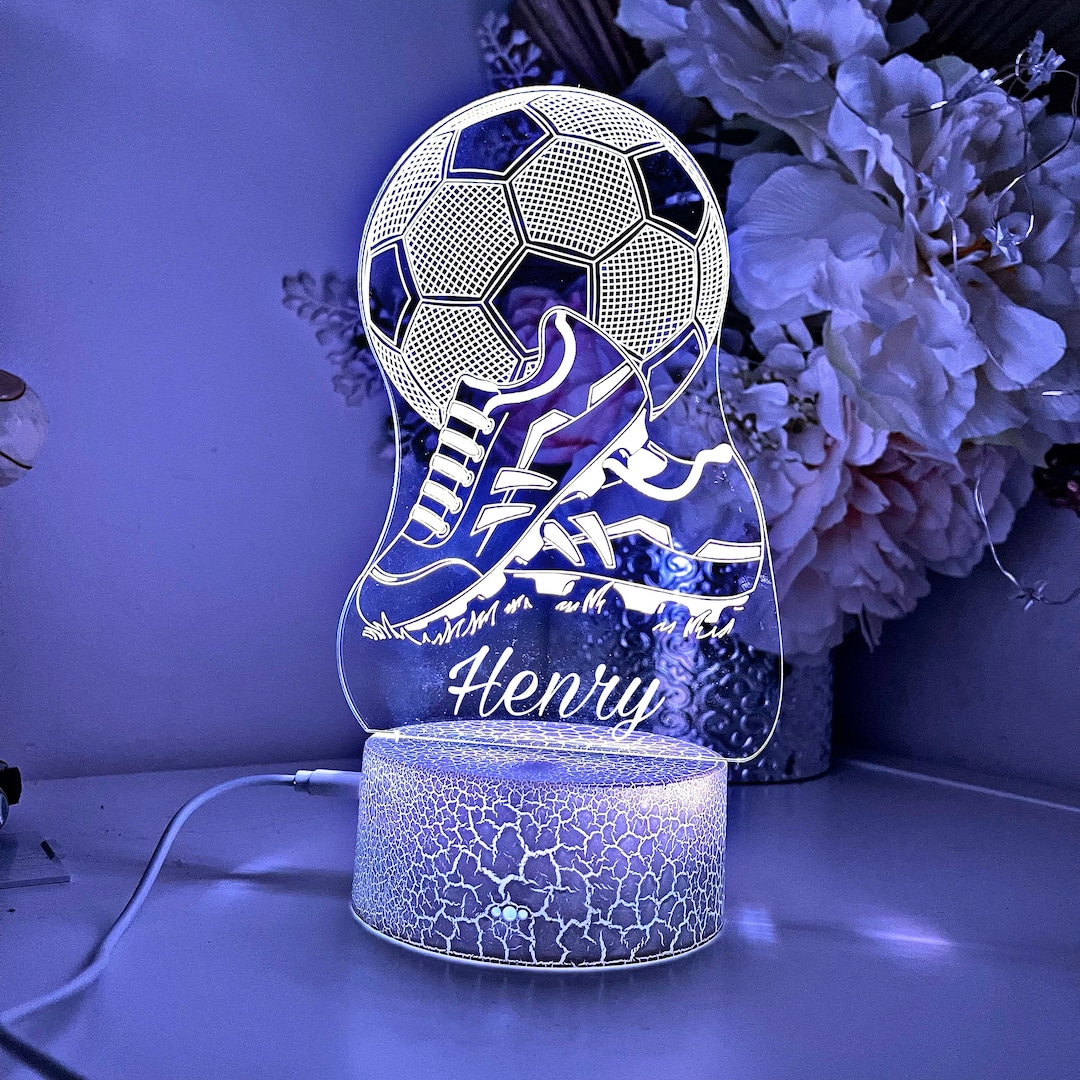 Personalised SOCCER BALL |table Lamp|16 Colours Remote|birthday Colours ...