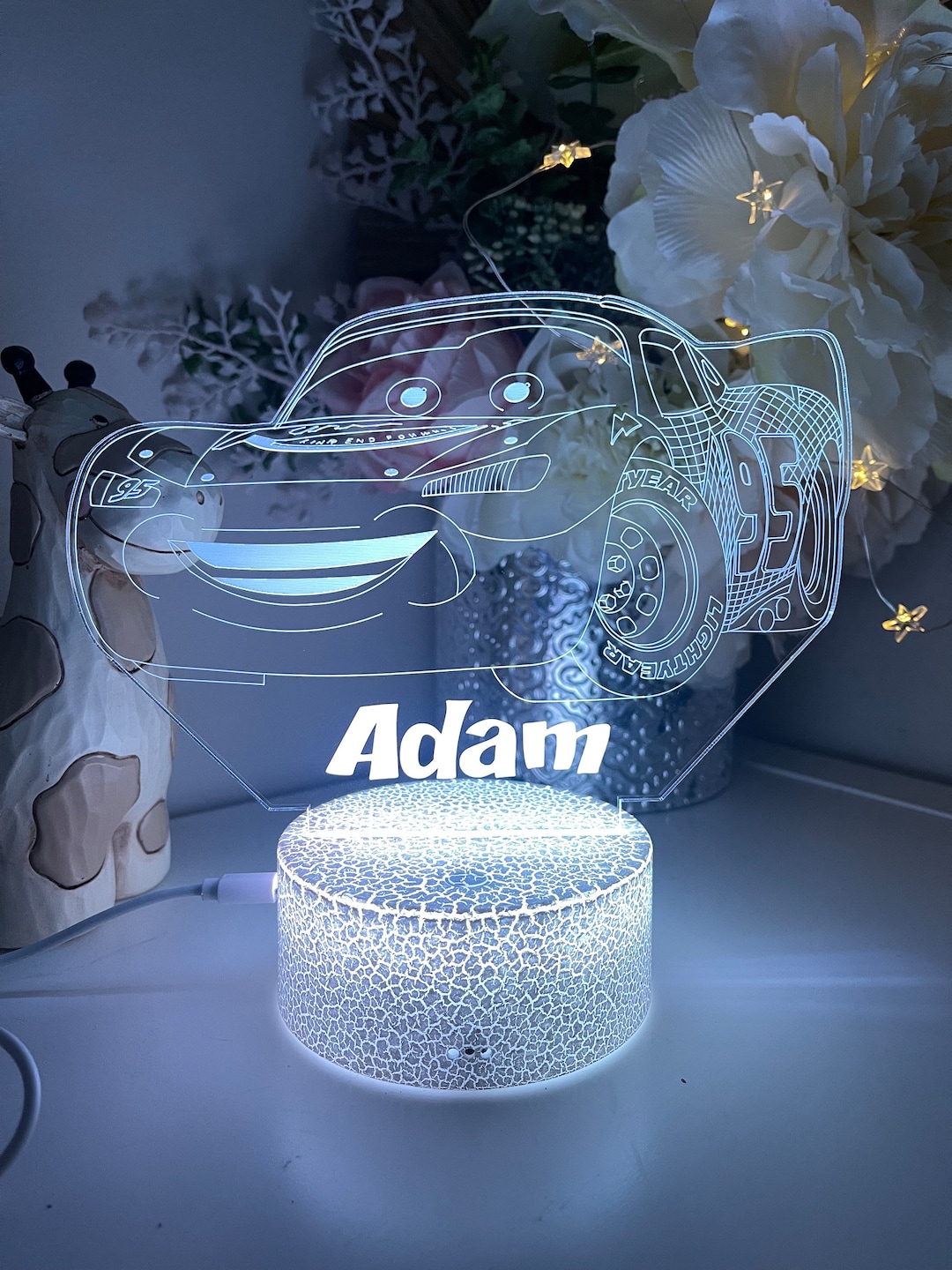 Personalized Lightning Mcqueen Night Light | 16-color LED Lamp - Etsy UK