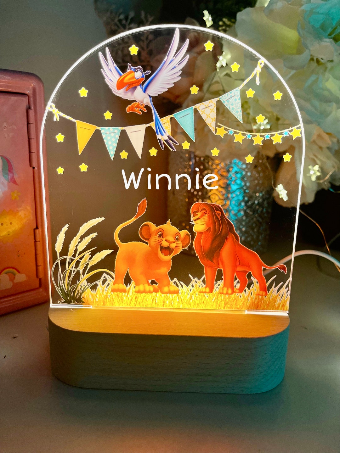 Personalised Lion King Night Light |custom Name | Birthday Gift | Kid ...