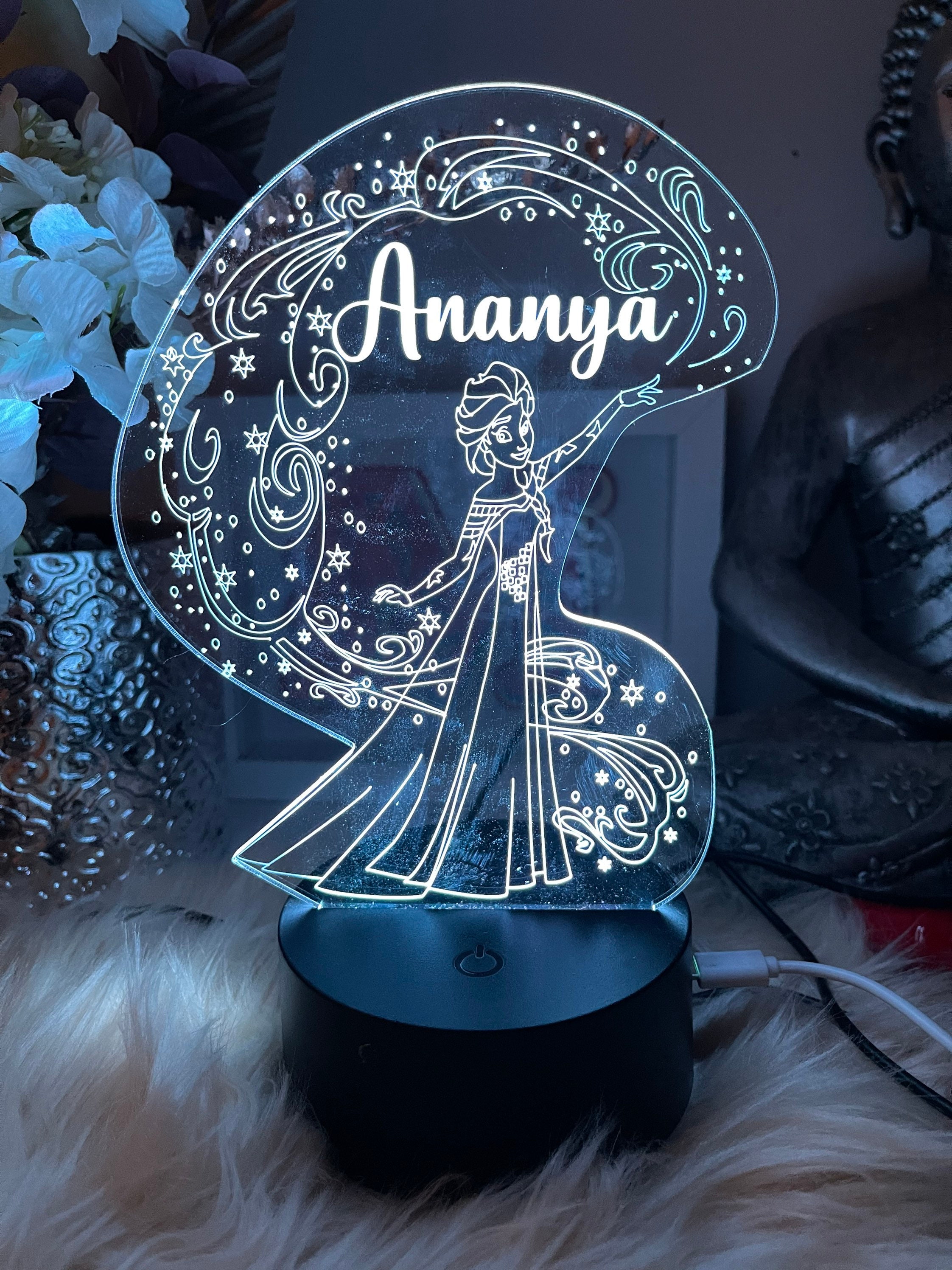 Personalised Elsa Frozen table Lamp16 Colours - Etsy Australia