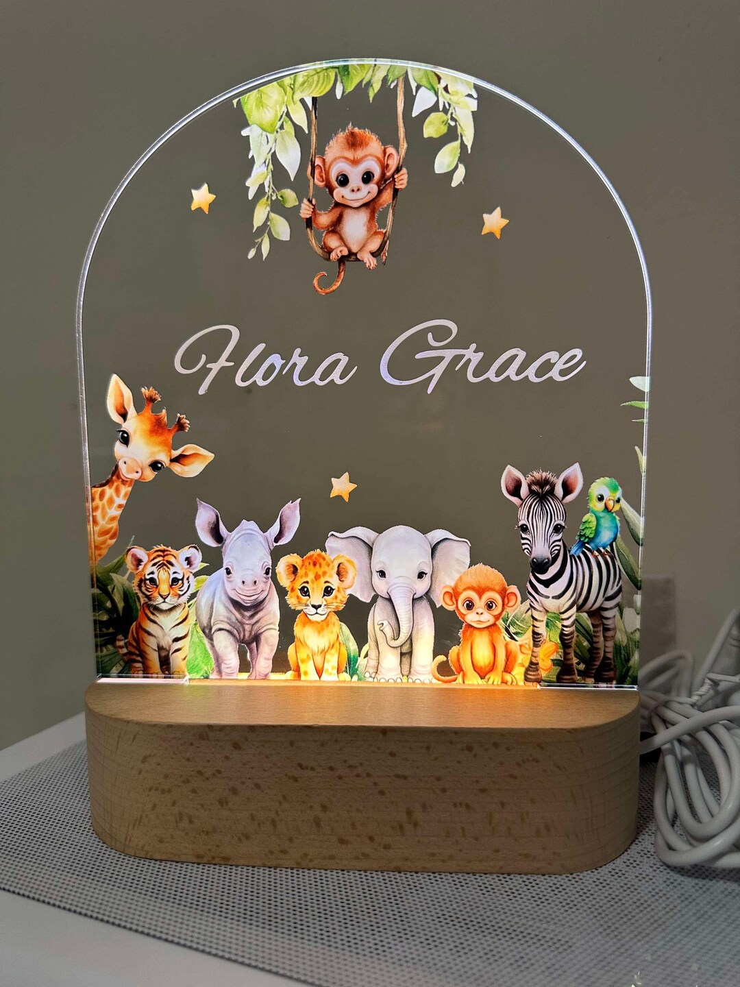 Personalised Animal Night Light |custom Name | Birthday Gift | Kid ...