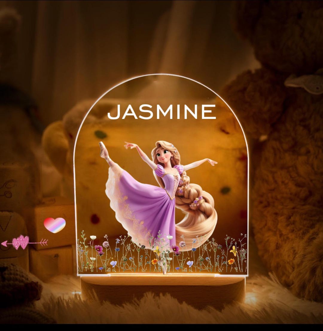 Personalised Rapunzel Princess Night Light |custom Name | Birthday Gift ...