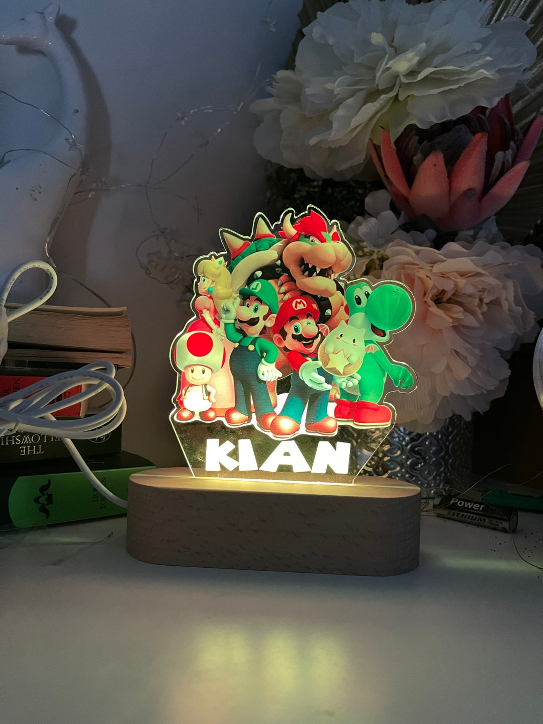 Personalised Supermario and Friends Colourful Night Light/ 16 Colours ...