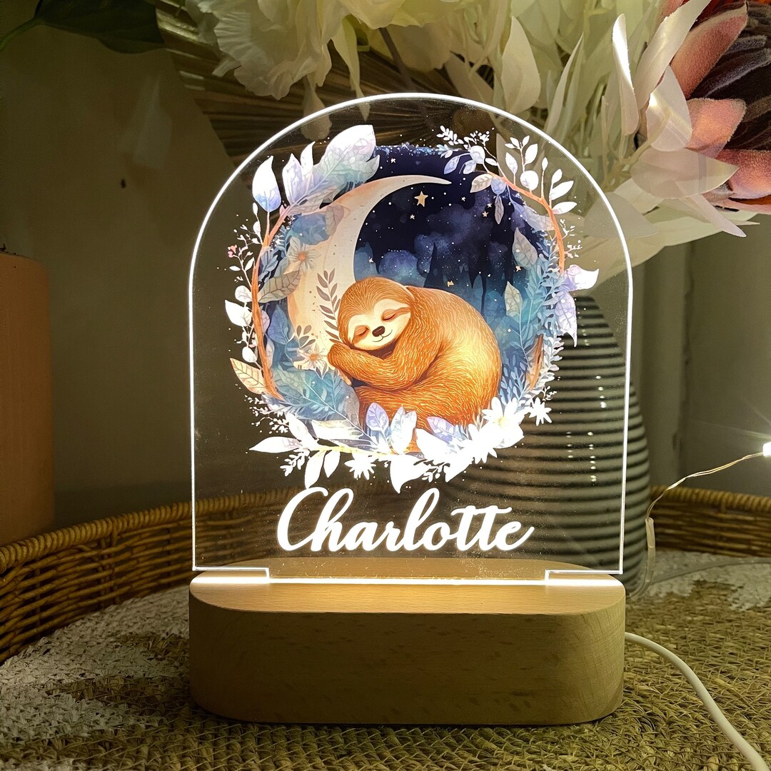 Personalised Sloth Australian Animal Night Light |custom Name ...
