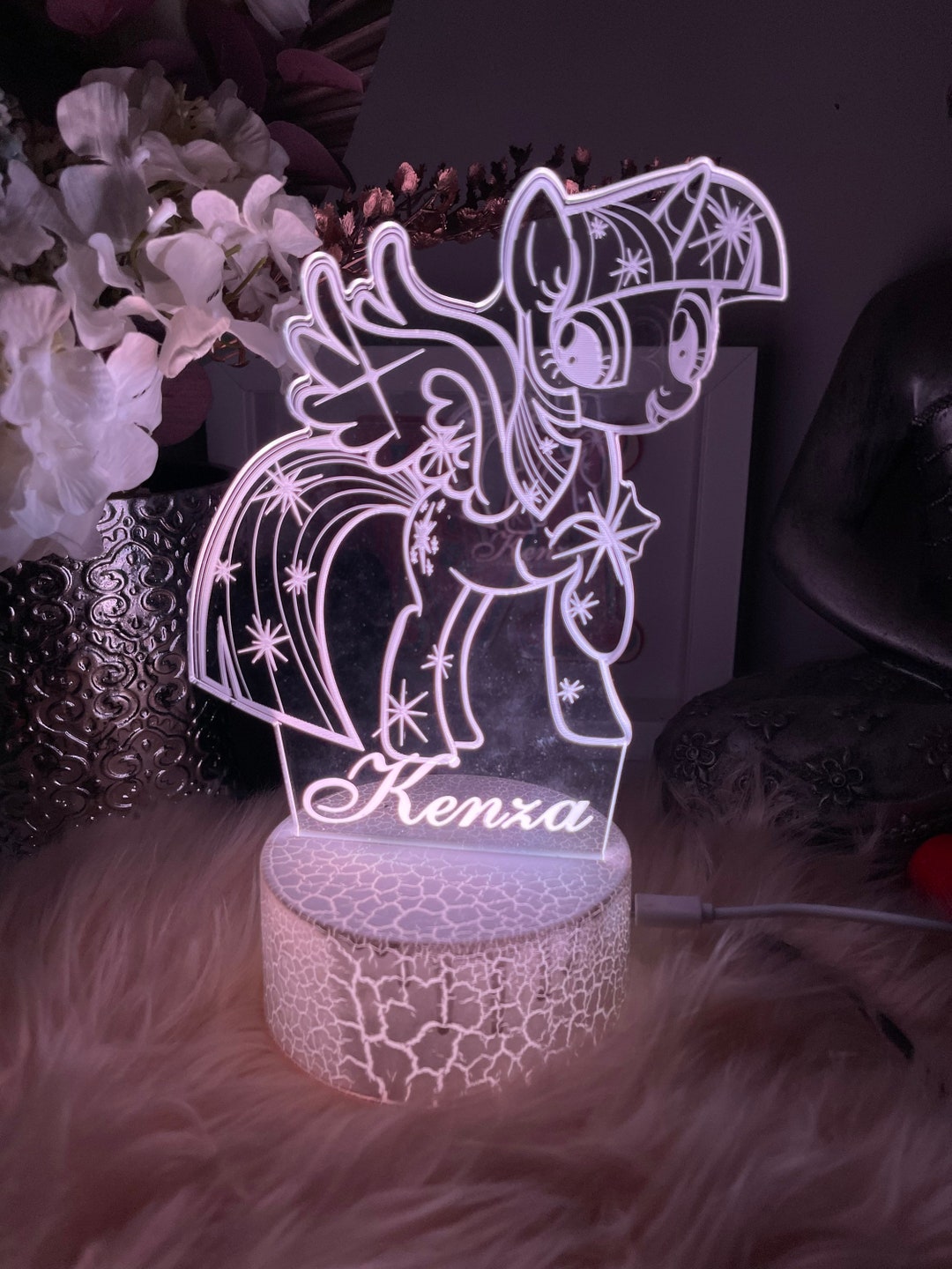 Personalised Little Pony |table Lamp|16 Colours Remote|birthday Gift ...