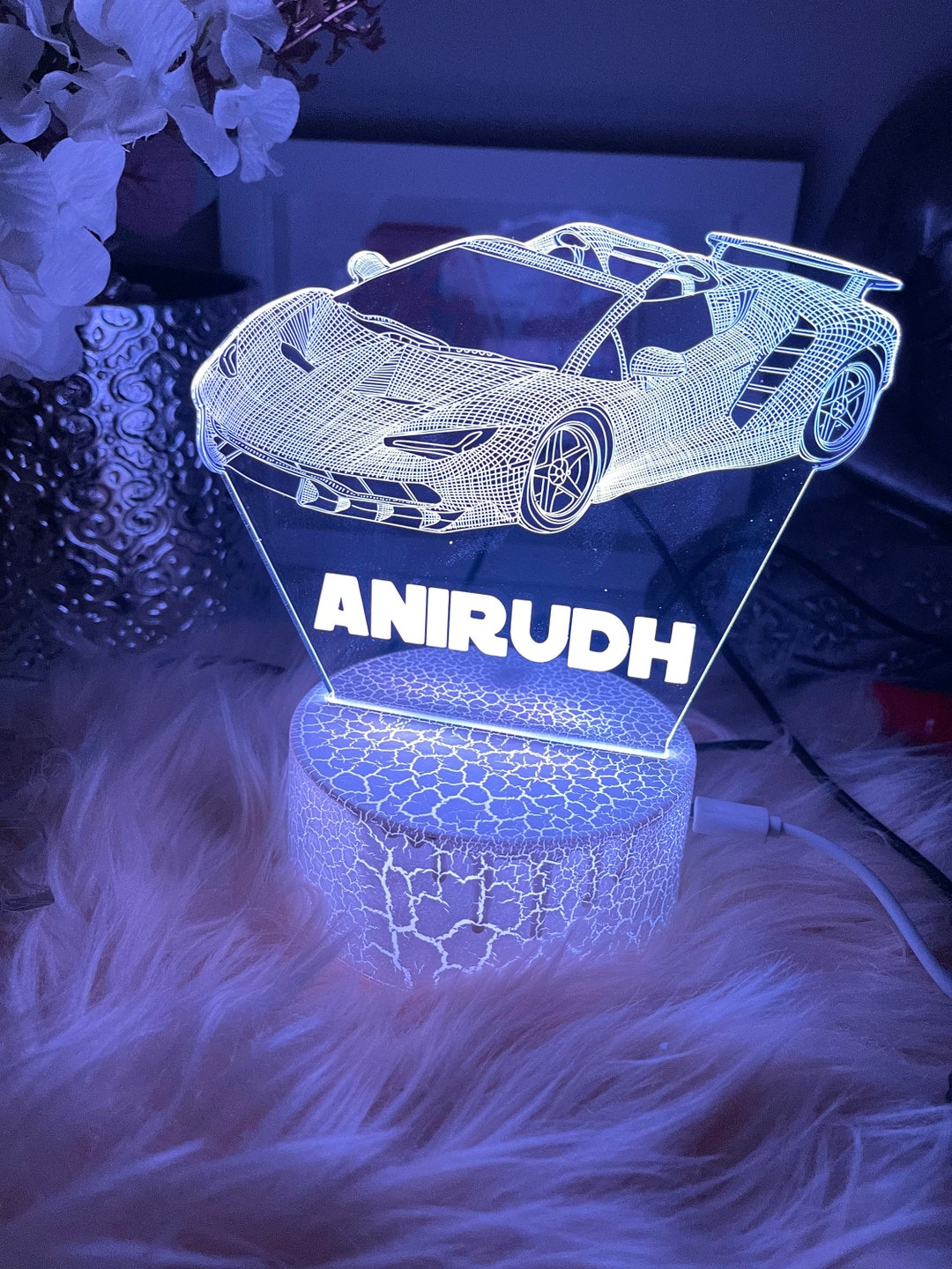 Personalised 3D Sport Car |table Lamp|16 Colours Remote|birthday Gift ...