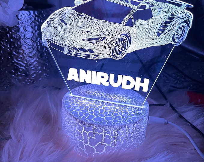 Race Car Night Light Personalized Choose Color - Etsy