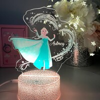Personalised Elsa | Colourful Night Light/ 16 Colours Change Remote ...