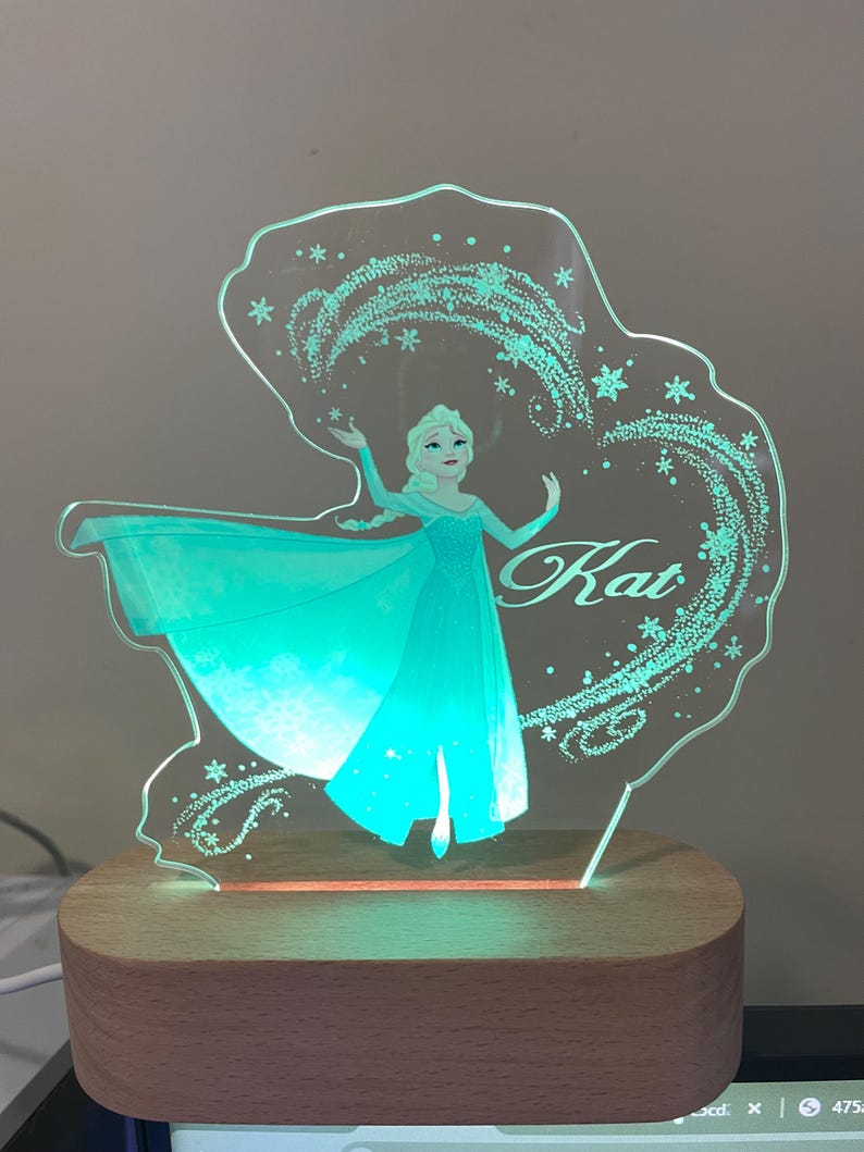 Personalised Elsa | Colourful Night Light/ 16 Colours Change Remote ...