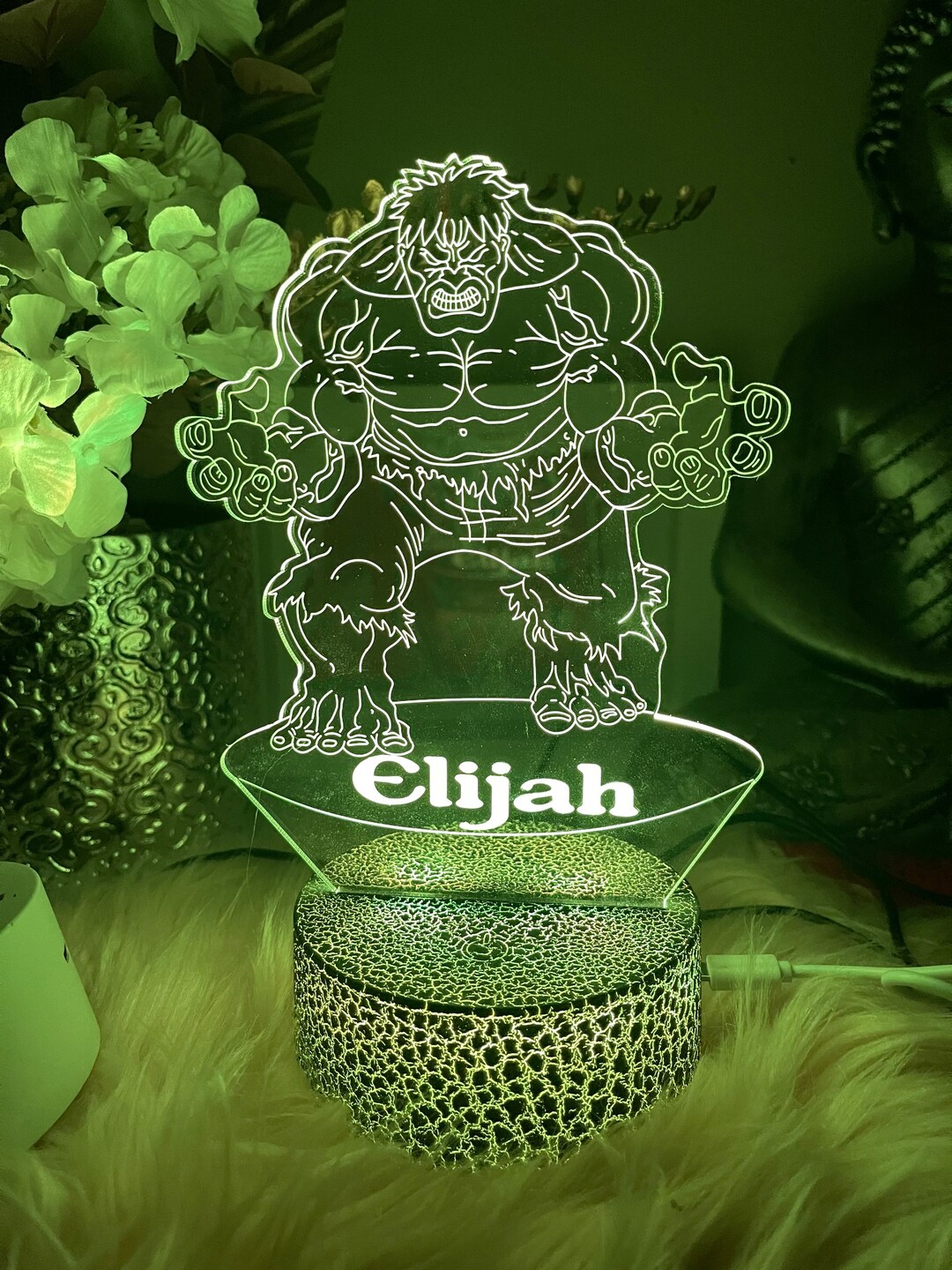 Personalised Hulk table Lamp16 Colours Remotebirthday Giftmarvelgift ...