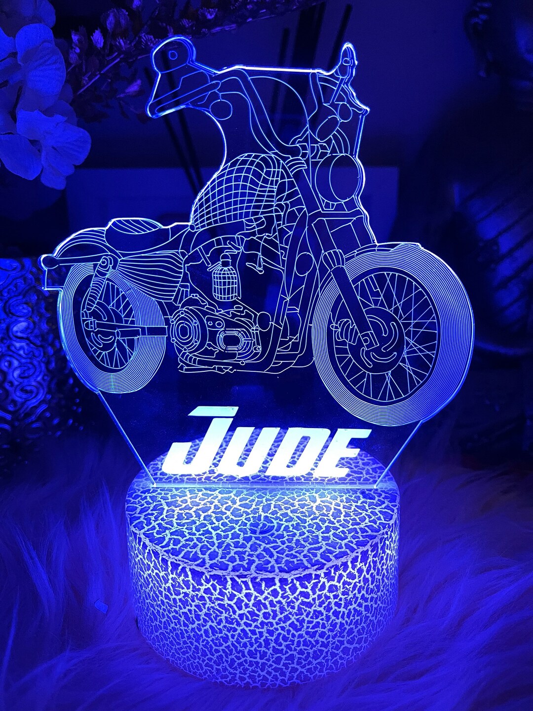 Personalized Motorcycle LED Lamp | Custom Name, 16 Color Remote - Etsy