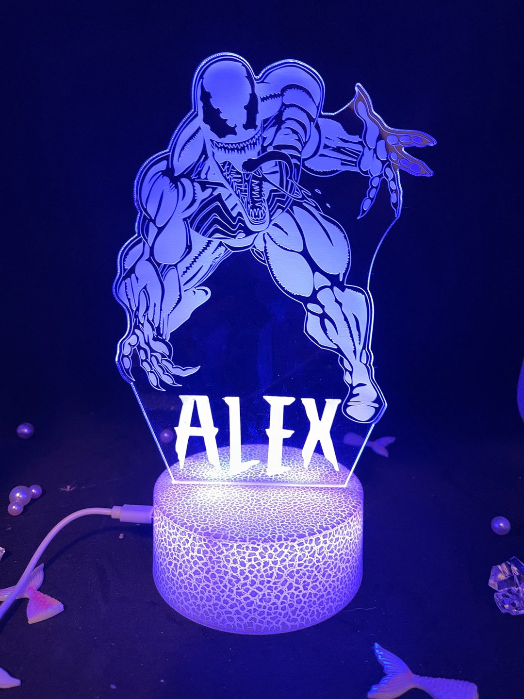 Personalised Venom Marvel |table Lamp|16 Colours Remote|birthday Gift ...